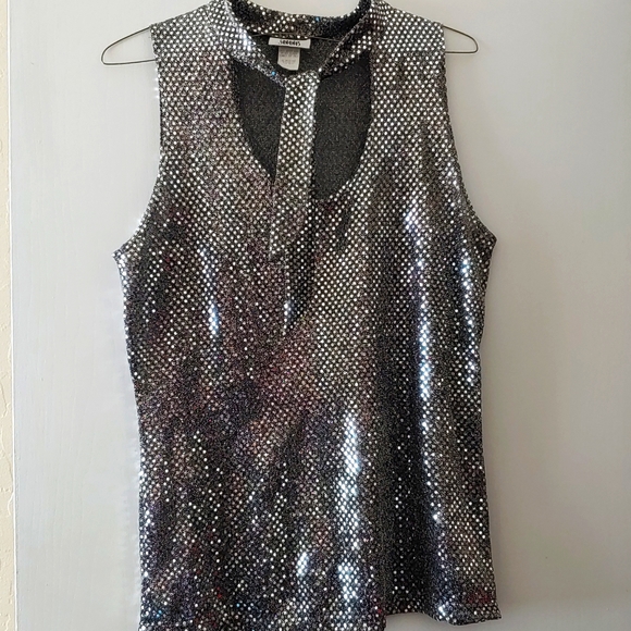 Janana's | Tops | Jananas Vintage Sequined Shell With The At Neck X ...